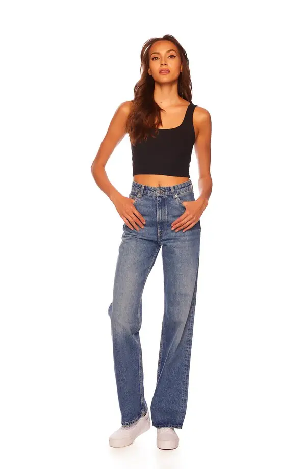 Susana Monaco Ribbed Scoop Neck Crop Tank