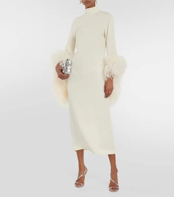 TALLER MARMO Del Rio Feather-trimmed Midi Dress
