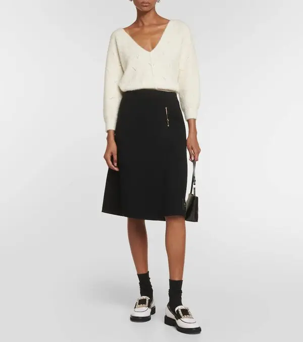 ROGER VIVIER Wool Bouclé Loafers With Embellished Buckle