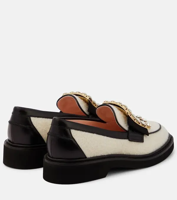 ROGER VIVIER Wool Bouclé Loafers With Embellished Buckle