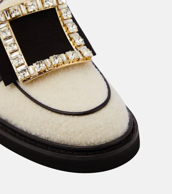 ROGER VIVIER Wool Bouclé Loafers With Embellished Buckle