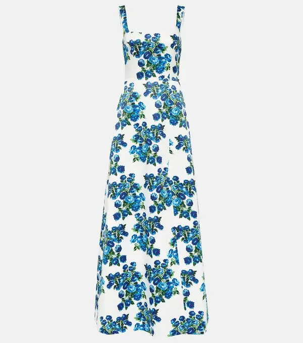 emilia wickstead blue floral dress Laelia Dress In Purple & Blue Floral Print Genzianella main image 0