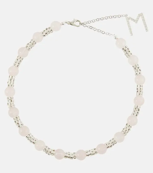 Magda Butrym Embellished Necklace With Rose Quartz - Pink