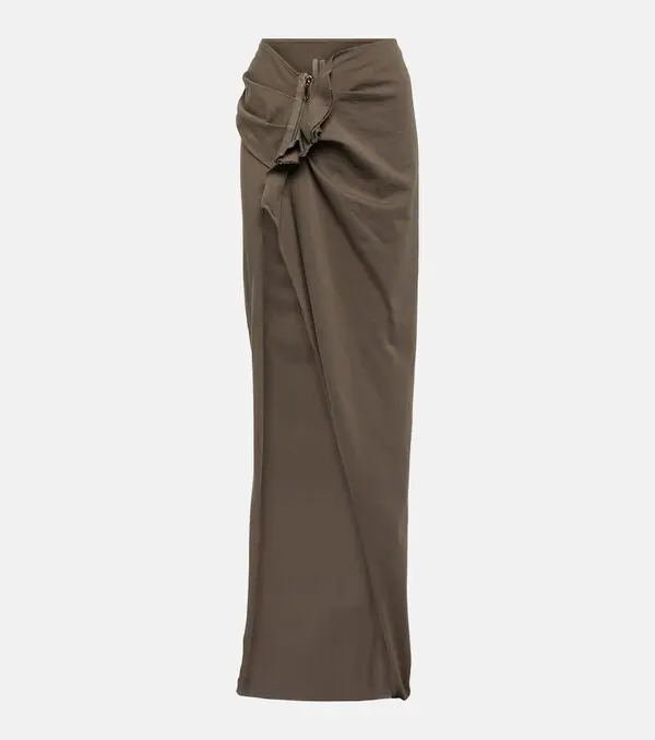 Rick Owens Gathered Cotton Maxi Skirt - Brown