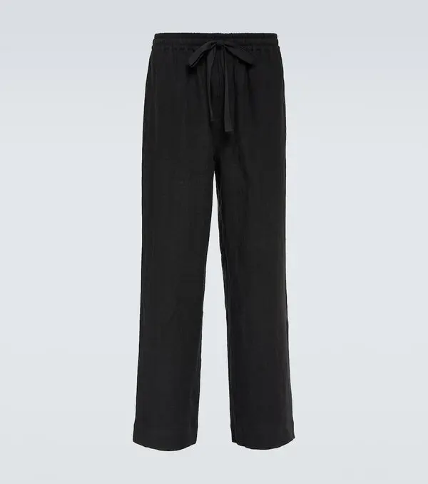 Commas Name Wide-leg Linen Pants - Black