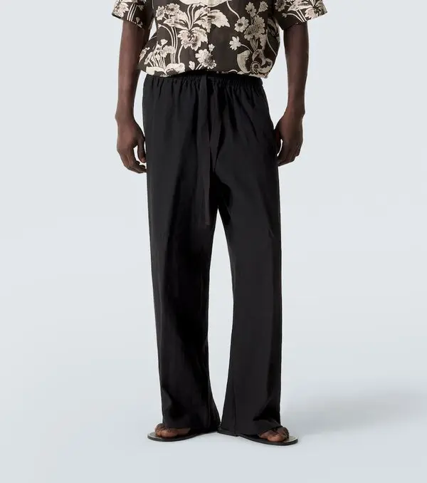 Commas Name Wide-leg Linen Pants - Black