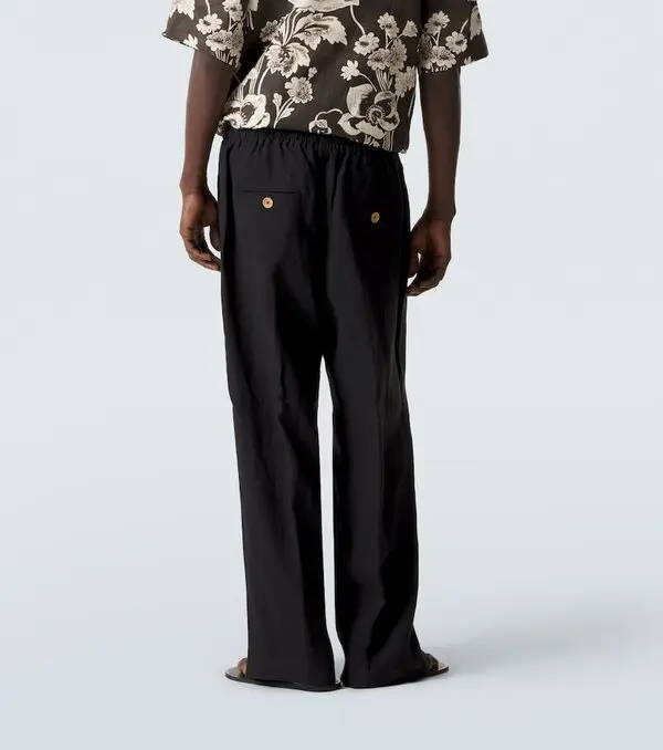 Commas Name Wide-leg Linen Pants - Black