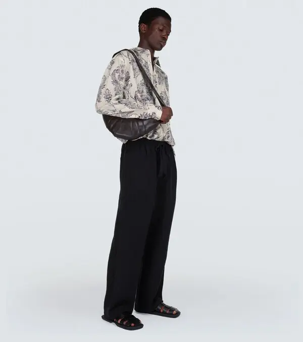 Commas Wide-leg Linen Pants - Black