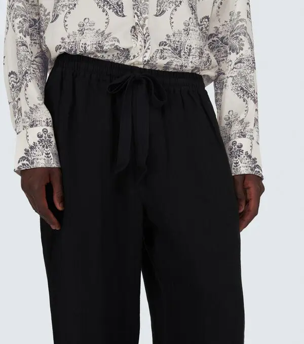 Commas Wide-leg Linen Pants - Black