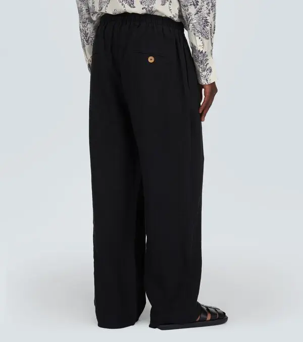 Commas Wide-leg Linen Pants - Black