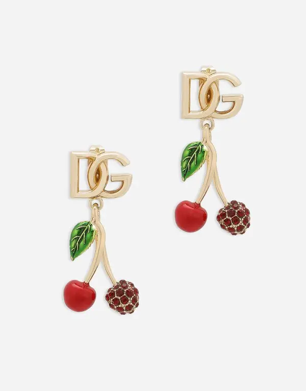 Dolce & Gabbana Dg Logo And Cherries Earrings - Gold