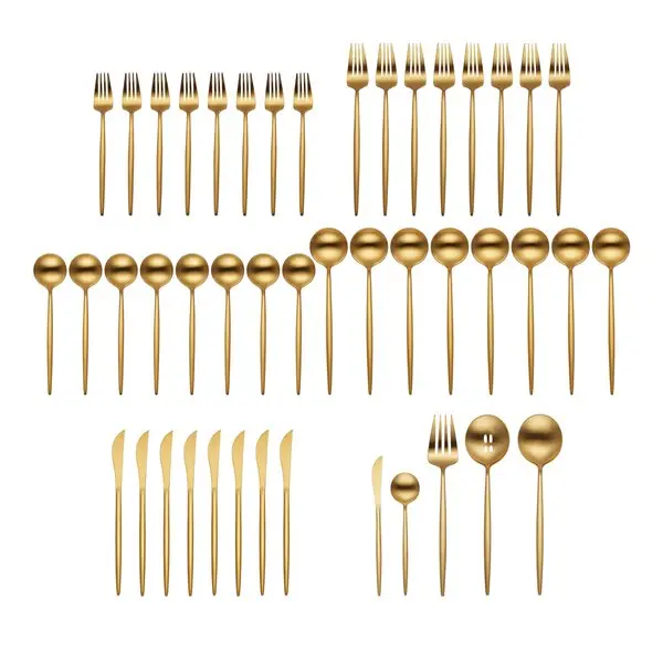 HAMPTON FORGE Zephyr 45 Piece Flatware Set - Gold