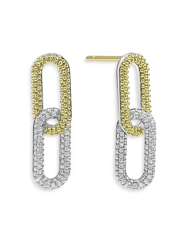 Lagos 18k Yellow Gold & Sterling Silver Diamond Drop Earrings - Silver/gold