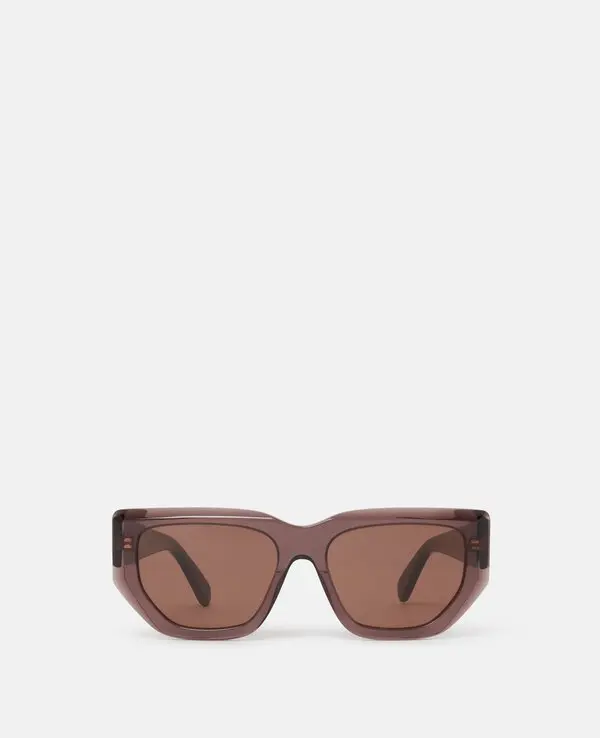 Stella McCartney Logo Cat-eye Sunglasses - Glossy Dark Chocolate And Gold