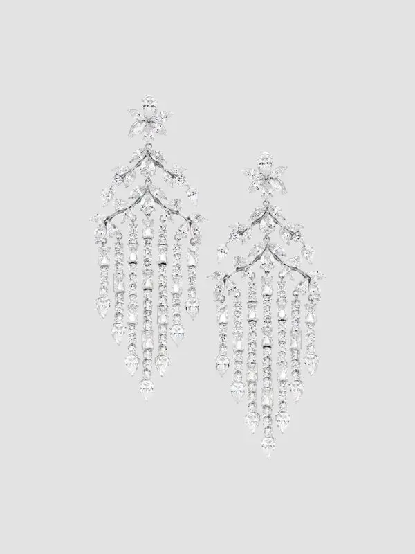 Adriana Orsini Versailles Rhodium-plated & Cubic Zirconia Chandelier Earrings - Silver