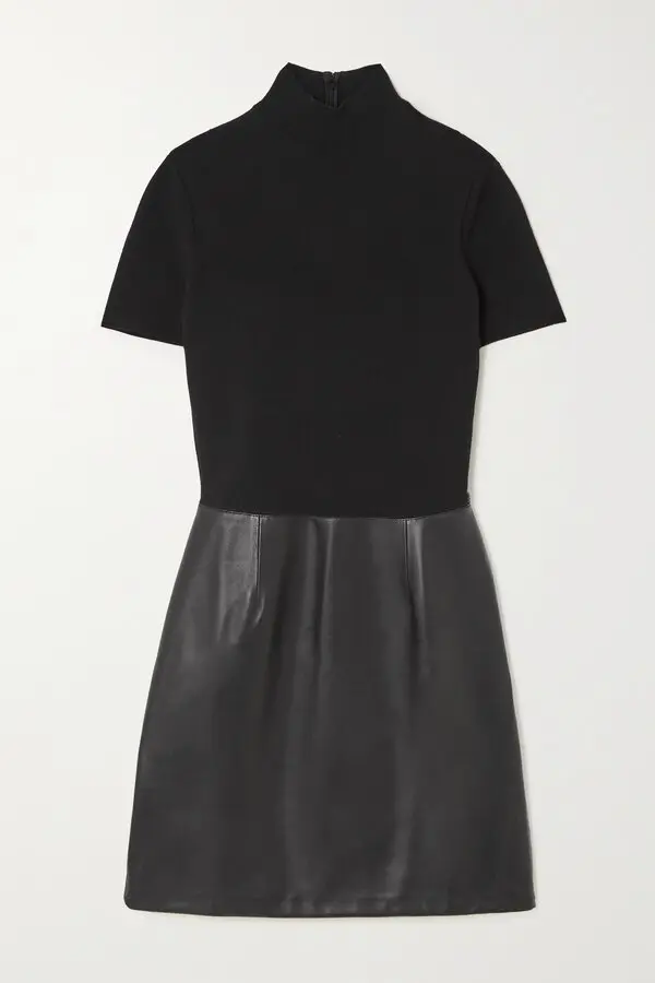 Ralph Lauren Wool And Leather Mini Dress In Black - 40% Off | Editorialist