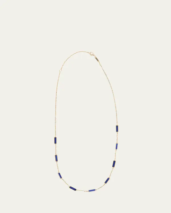 KAMAL Bar Chain Necklace With Gemstones - Lapis