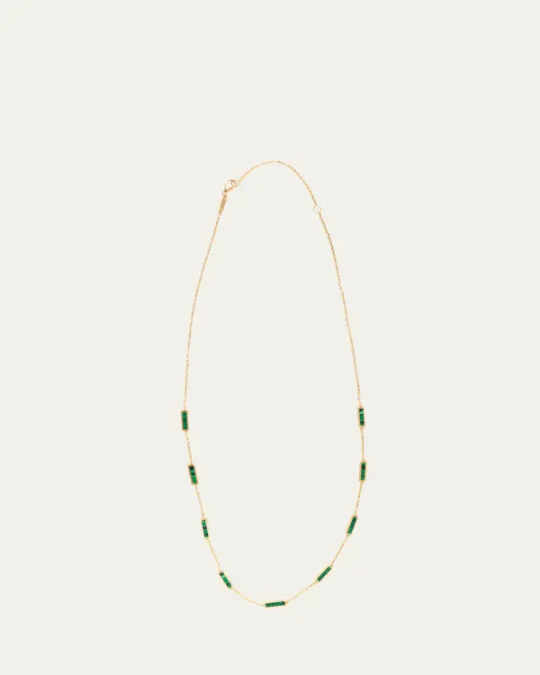 KAMAL Bar Chain Necklace With Gemstones - Malachite