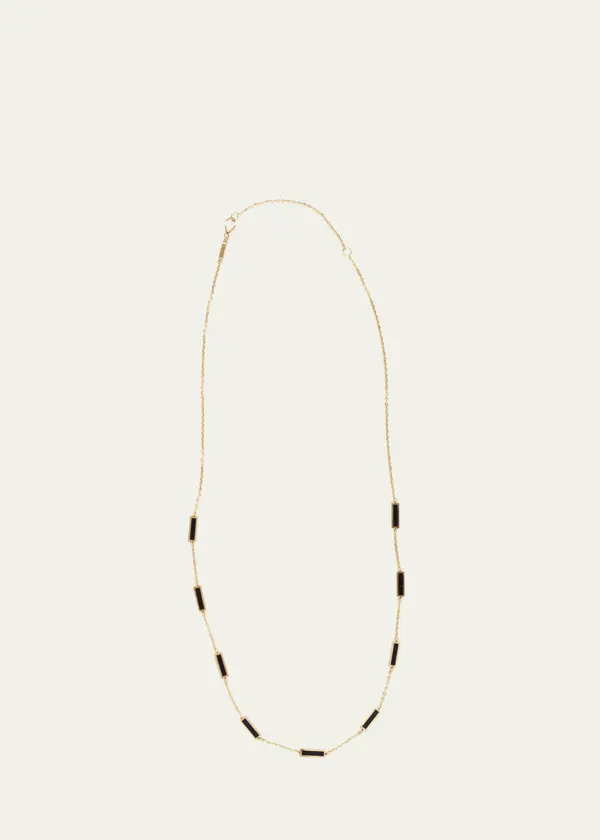 KAMAL Bar Chain Necklace With Gemstones - Onyx