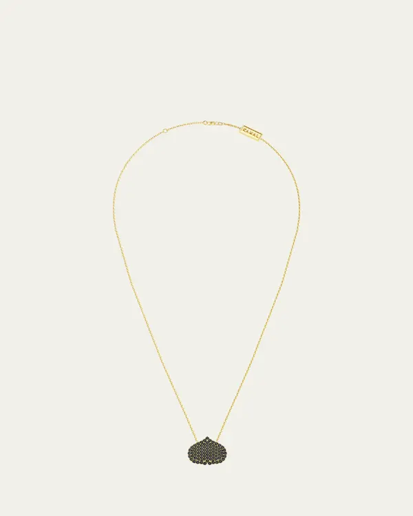 KAMAL Eye Adore Black Diamond Pavé Pendant Necklace, 15mm - Gold