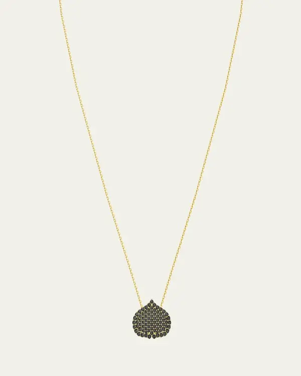 KAMAL Eye Adore Black Diamond Pavé Pendant Necklace, 15mm - Gold