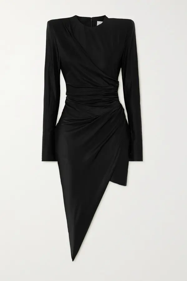 Alexandre Vauthier Asymmetric Draped Stretch-satin Mini Dress