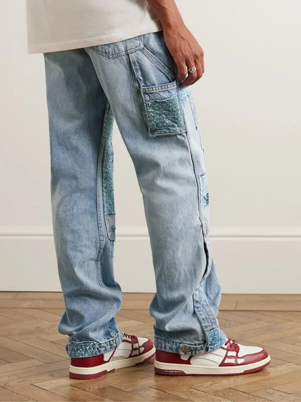Amiri Carpenter Straight-leg Panelled Jeans - Blue