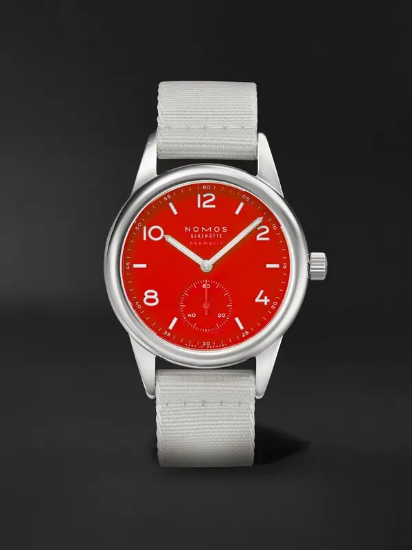 NOMOS GLASHUTTE Club Neomatik Automatic 37mm Stainless Steel And Webbing Strap Watch - Red