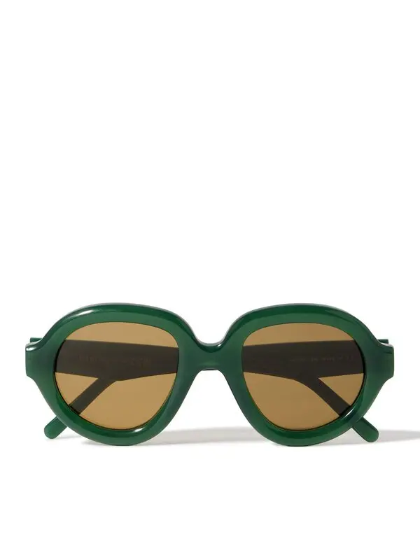 Loewe Curvy Oval-Frame Acetate Sunglasses - Green | Editorialist display picture 1