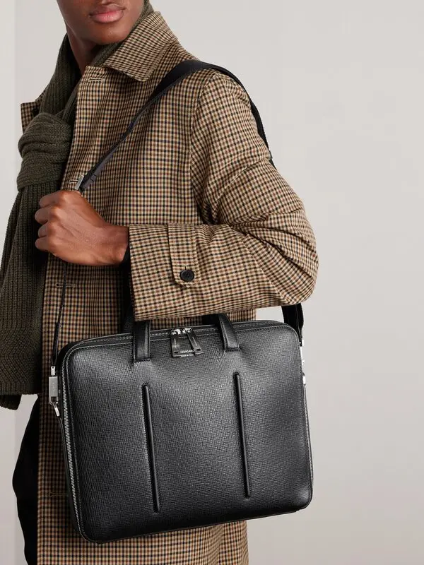 FERRAGAMO Cross-grain Leather Briefcase