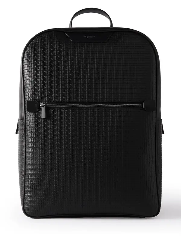 SERAPIAN Stepan Leather-trimmed Logo-embossed Coated-canvas Backpack