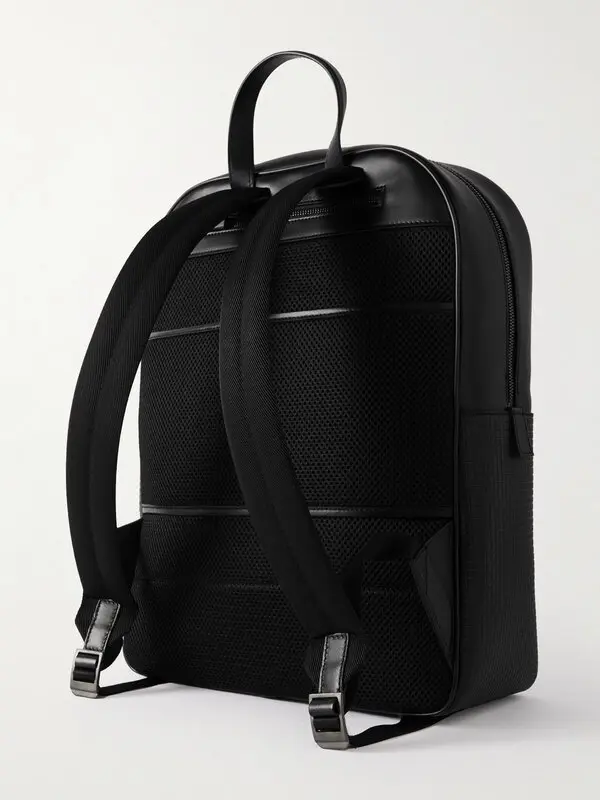SERAPIAN Stepan Leather-trimmed Logo-embossed Coated-canvas Backpack