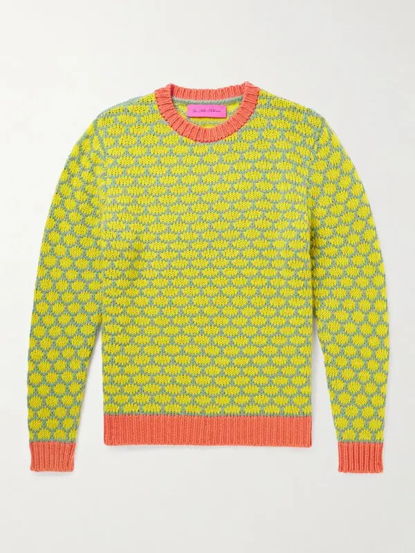 THE ELDER STATESMAN Brick Jacquard-knit Cashmere Sweater