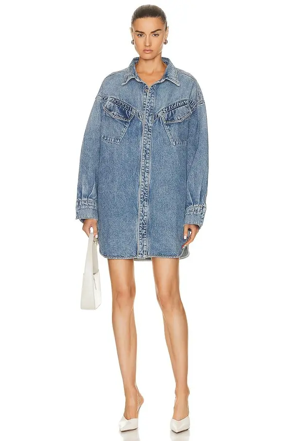 Grlfrnd X Lindsi Lane Kimora Oversized Shirt Dress In Blue In West  Hollywood - 60% Off | Editorialist