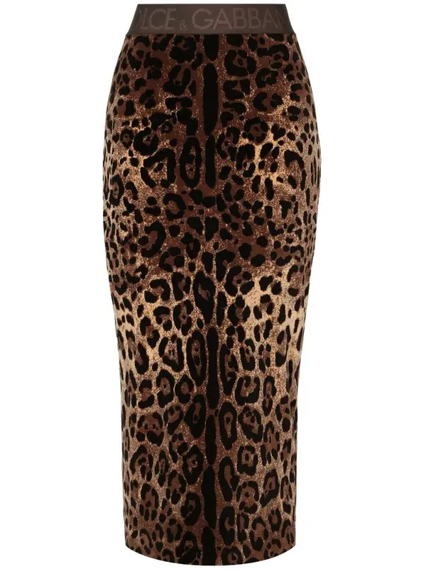 Dolce & Gabbana Leopard-print Chenille Midi Skirt