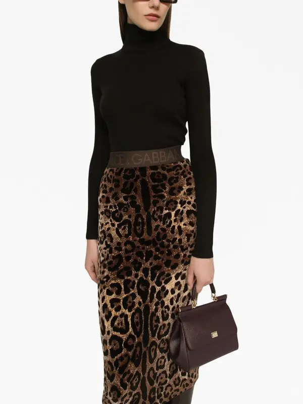Dolce & Gabbana Leopard-print Chenille Midi Skirt
