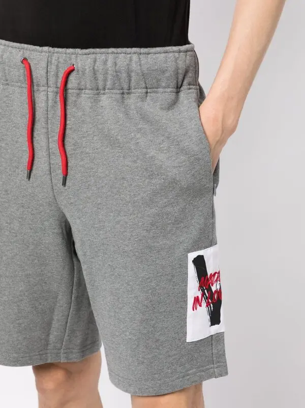 PORTS V Logo-patch Jersey Track Shorts - Grey