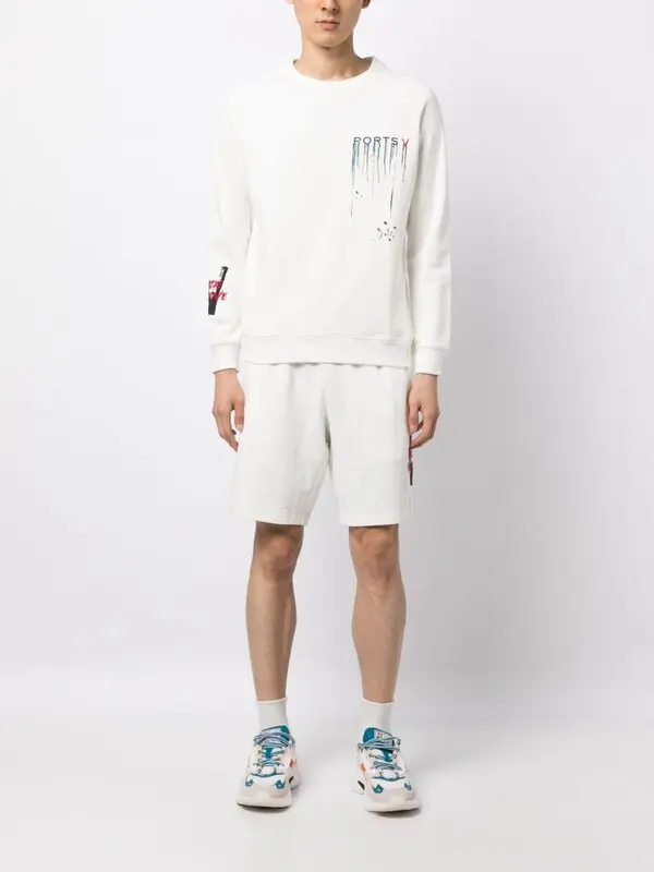 PORTS V Logo-patch Jersey Track Shorts - White