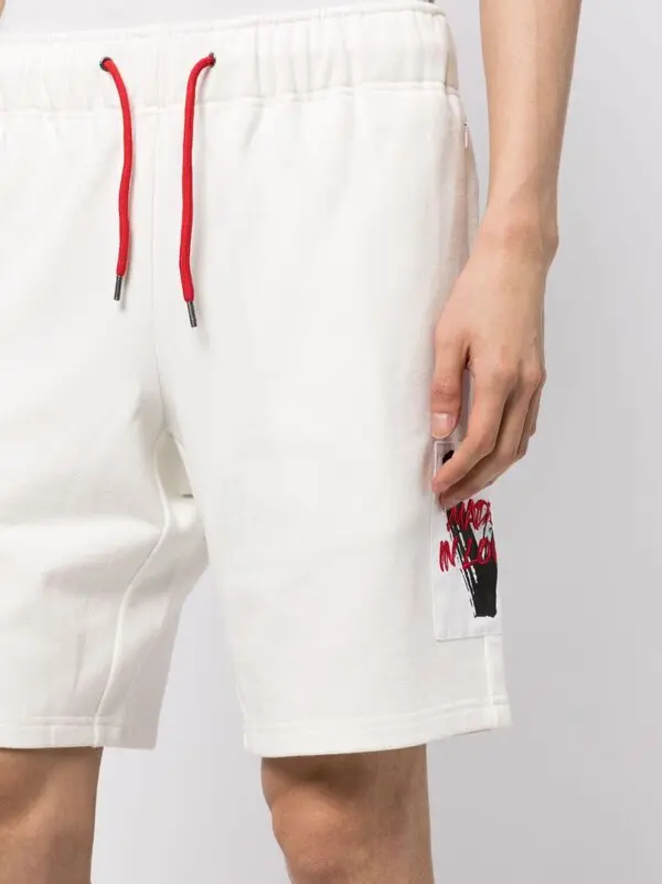 PORTS V Logo-patch Jersey Track Shorts - White