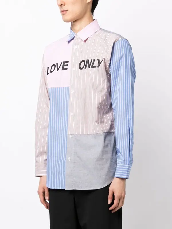 PORTS V Slogan-print Patchwork Cotton Shirt - Multicolour