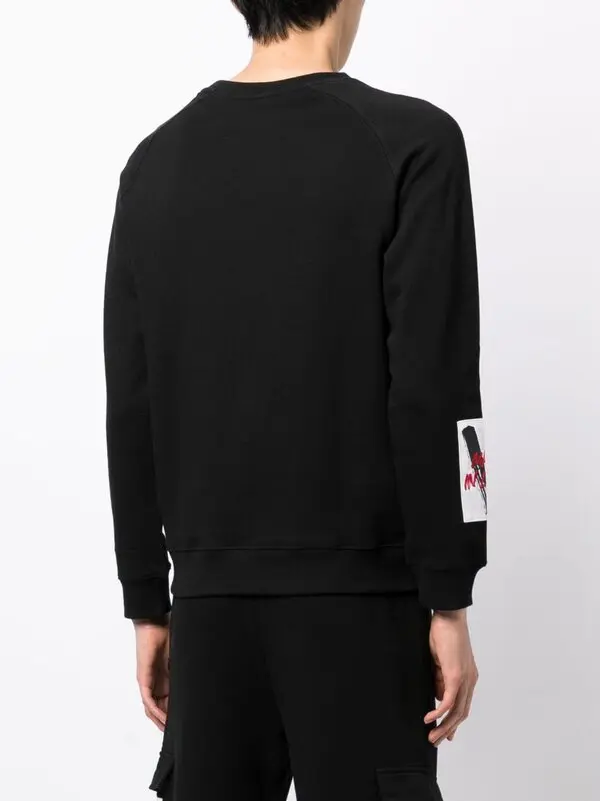 PORTS V Logo-print Paint-splatter Sweatshirt - Black