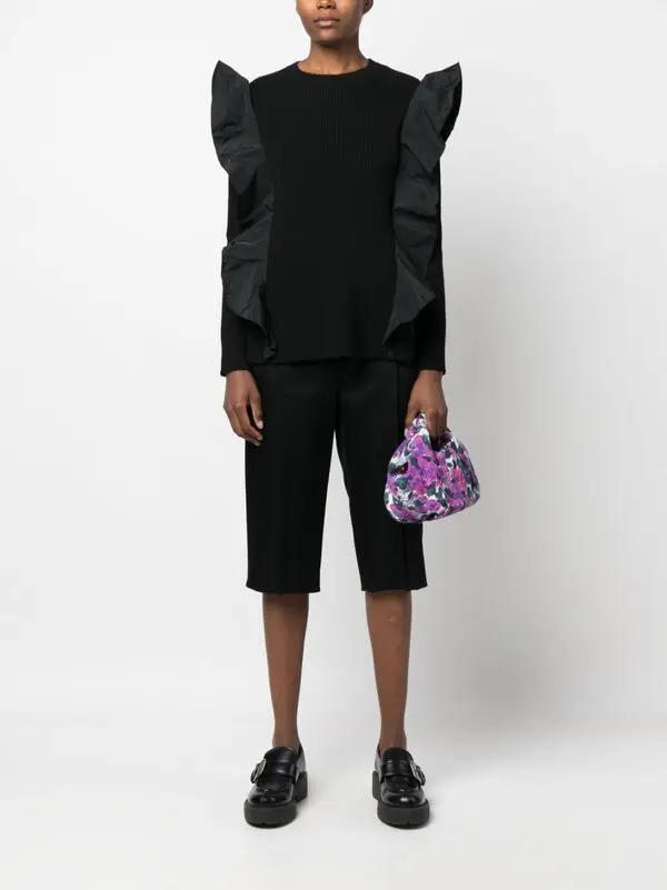 Red Valentino Ruffle-detail Ribbed-knit Top