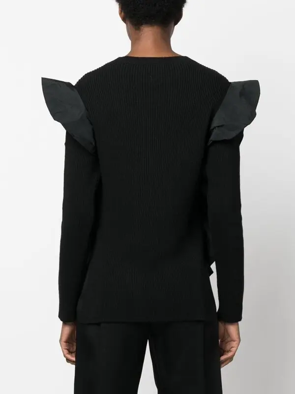 Red Valentino Ruffle-detail Ribbed-knit Top