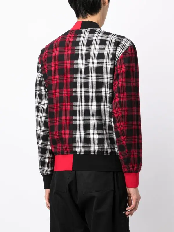 PORTS V Mix-plaid Cotton Bomber Jacket