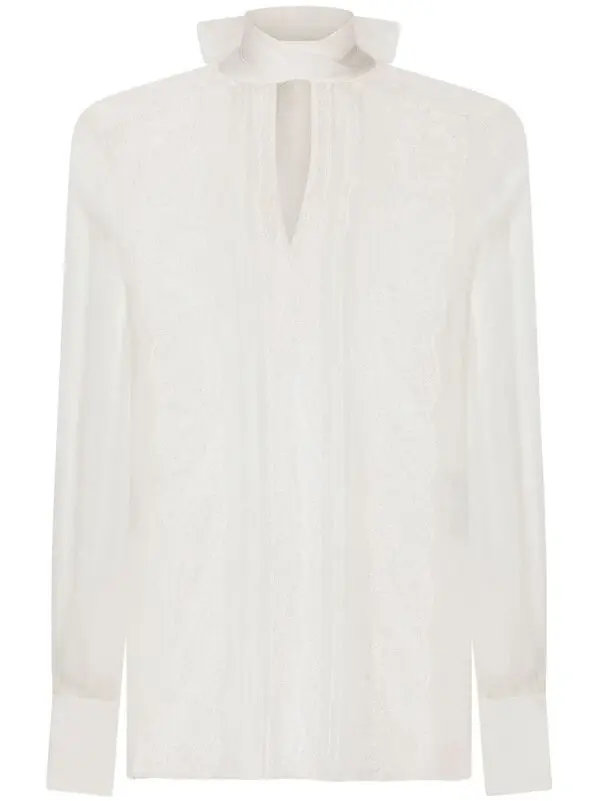 Dolce & Gabbana Chantilly Lace Pussy-bow Blouse