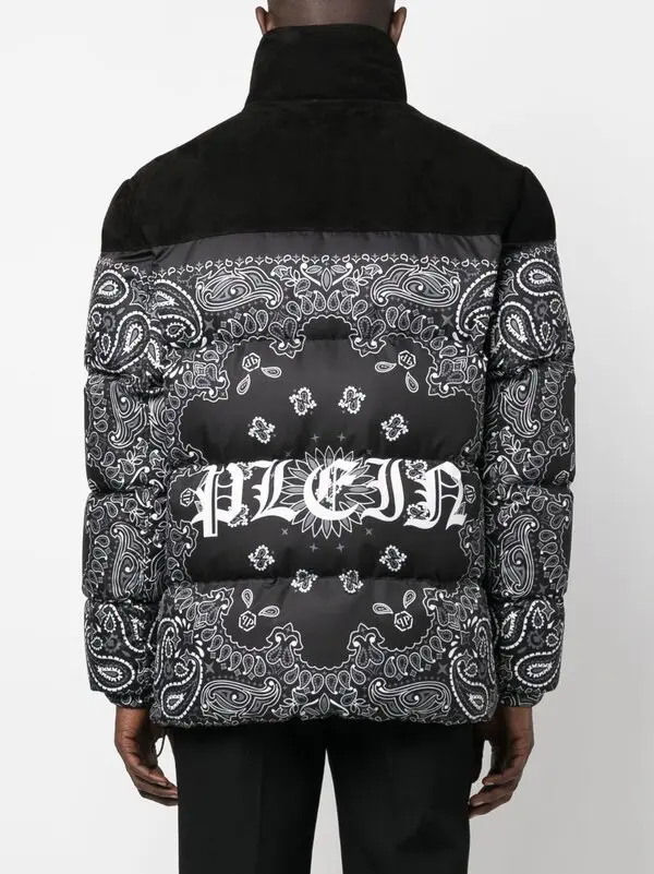 Philipp Plein Bandana-print Padded Jacket - Black