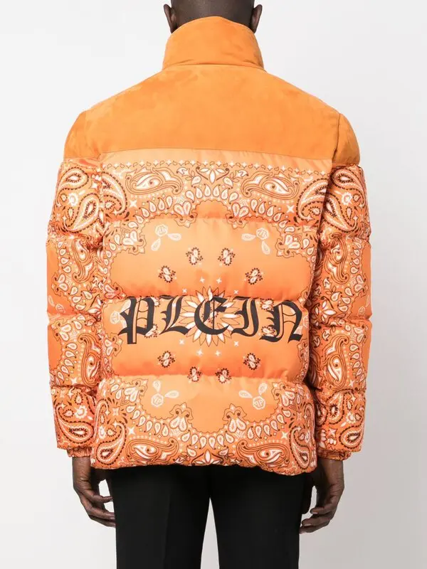 Philipp Plein Bandana Print Padded Jacket - Orange