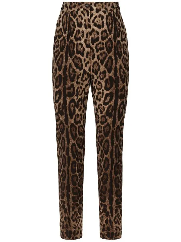 Dolce & Gabbana Leopard-print Trousers - Brown