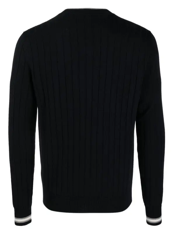 Peserico V-neck Ribbed Virgin Wool Jumper