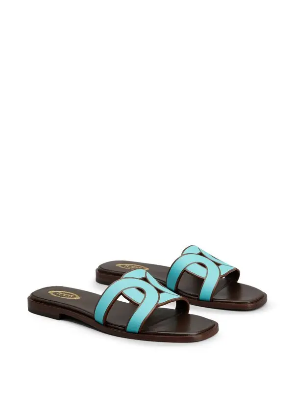 TOD'S Logo-strap Leather Sandals - Blue